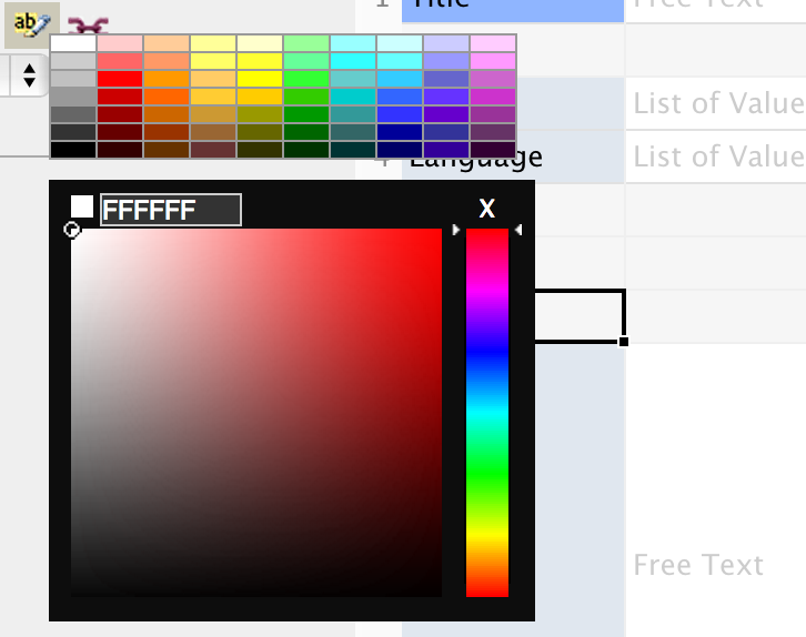 Formula, Color picker, E-mail address