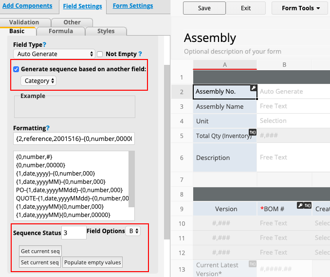Auto generated field values