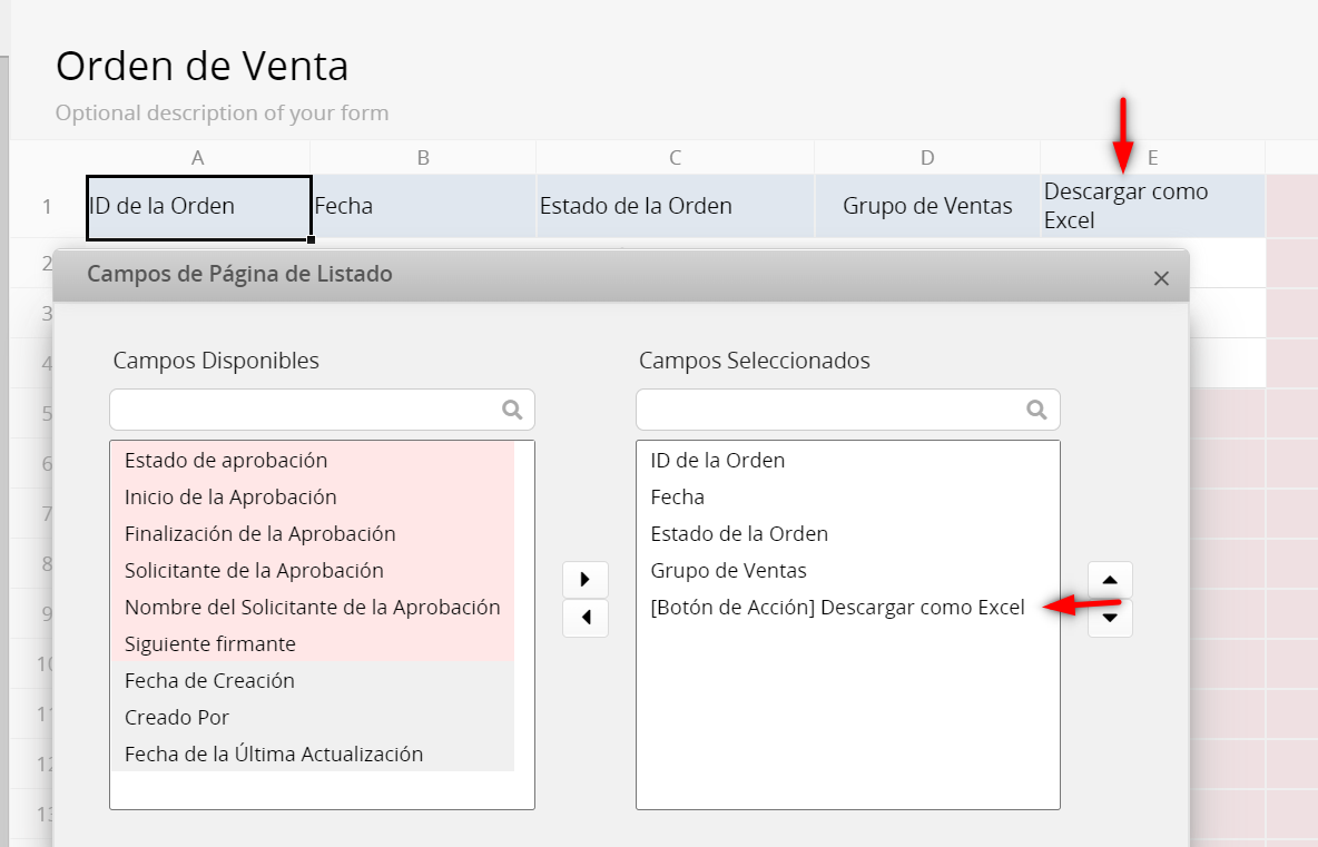 Agregar botones de acción “Descargar como Documento Excel” o “Print ...