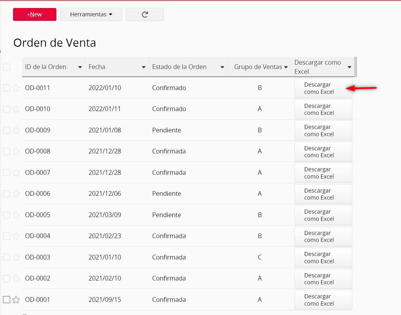 Agregar botones de acción “Descargar como Documento Excel” o “Print ...