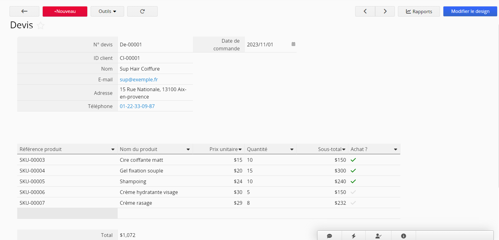 Utilisation des sous-tables